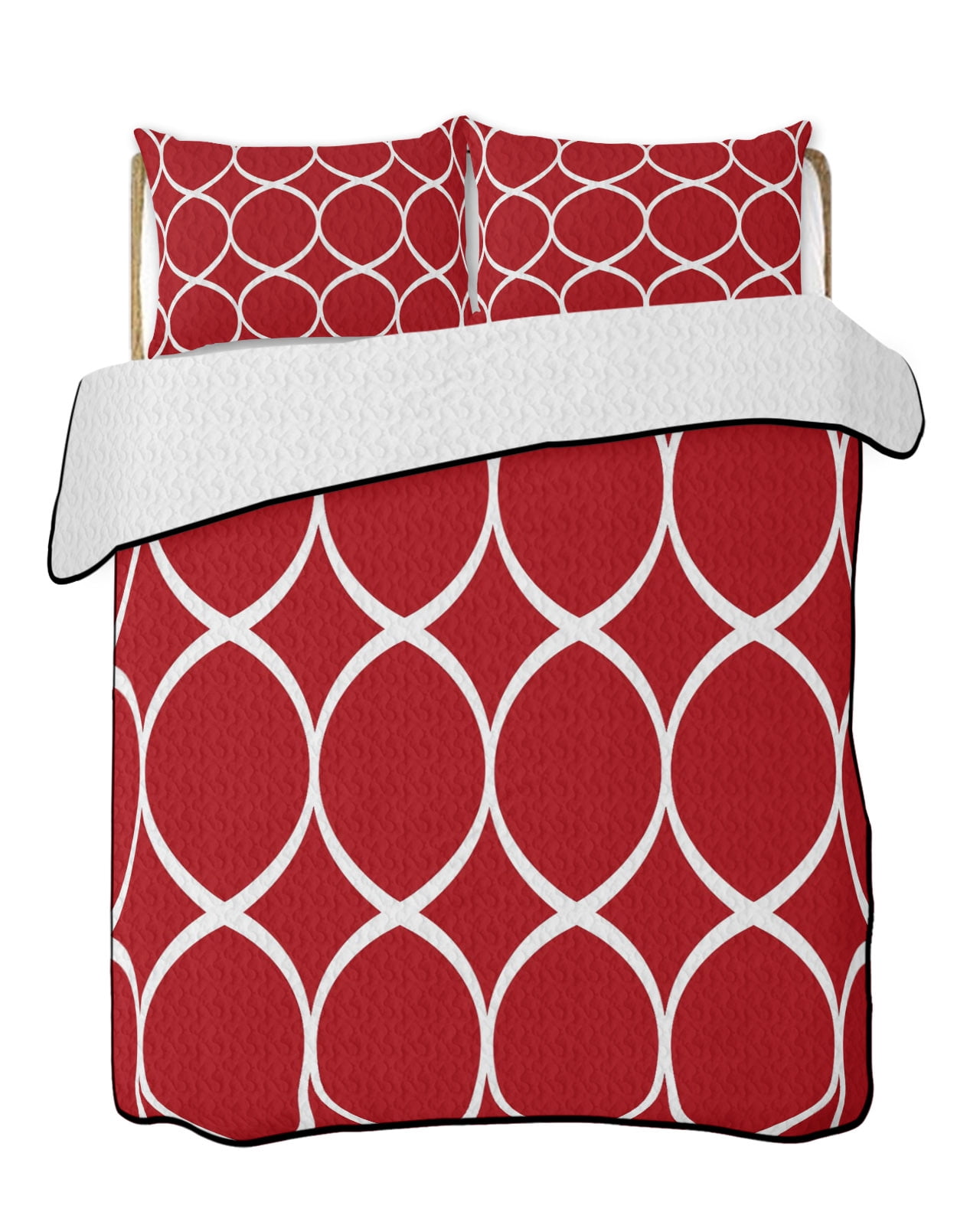 Abstract Geometric 3 Pieces Quilt Set, 1 Quilt with 2 Shams, White ...