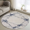 Abstract Geometric 4FT Round Area Rugs Navy Blue Splatter Lines ...