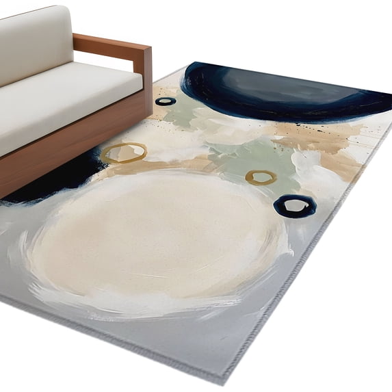 Abstract Geometric Area Rug 3x5 Washable Rug Non Slip Boho Blue Green ...