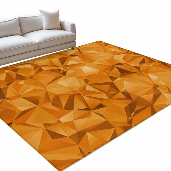 Abstract Geometric Area Rug, Orange Modern Artificial Shape Non-Slip ...
