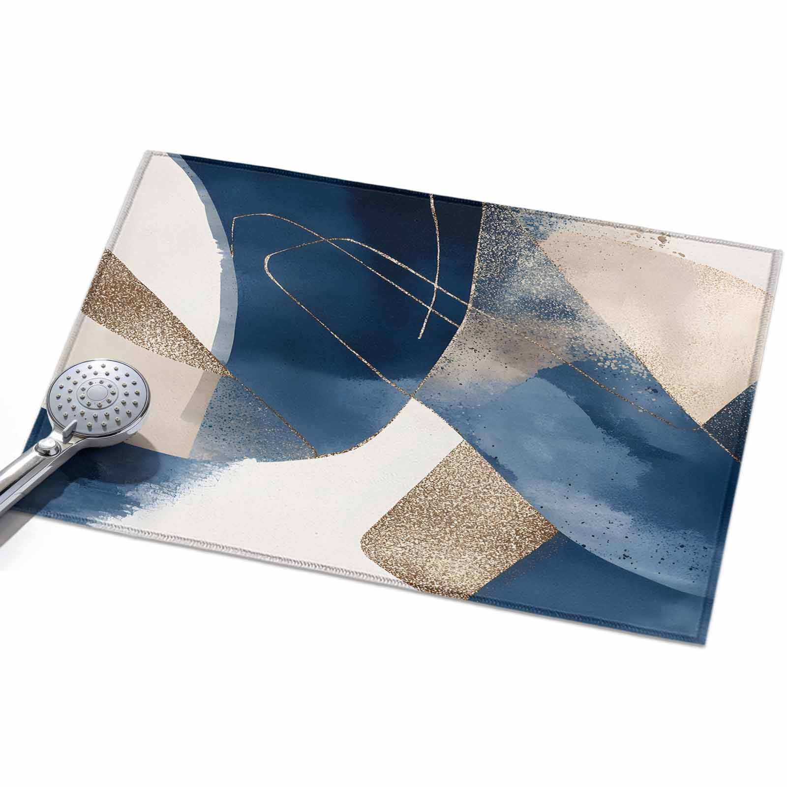 Abstract Geometric Area Rugs 2x3ft Gold Blue Dynamic Texture Floor Rug ...