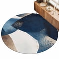 Abstract Geometric Area Rugs 3' (Round) Dynamic Blue Gold Art Floor Rug ...