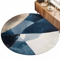 Abstract Geometric Area Rugs 4' (Round) Dynamic Blue Gold Beige Art ...