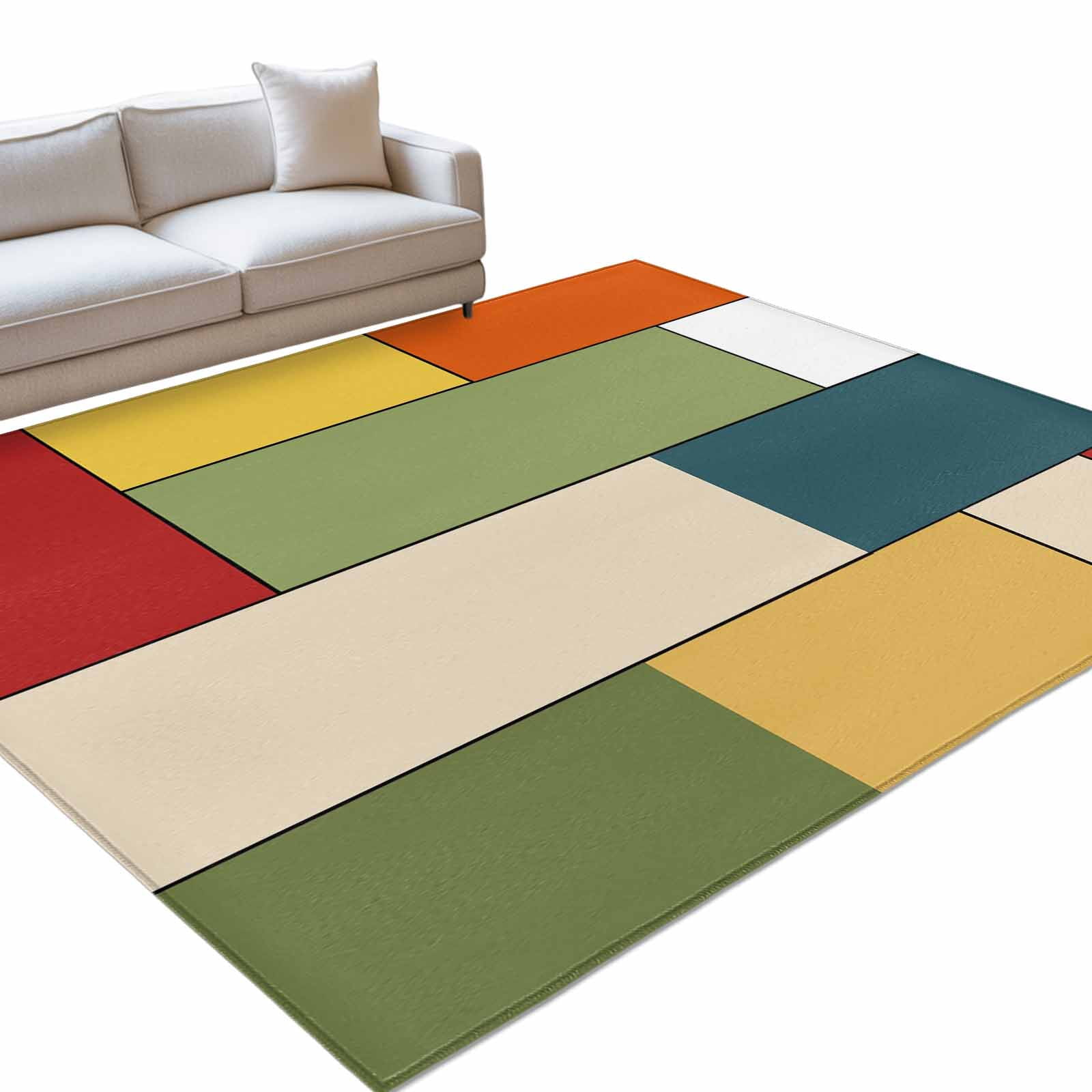 Abstract Geometric Area Rugs 5x7ft Colorful Color Block Plaid ...