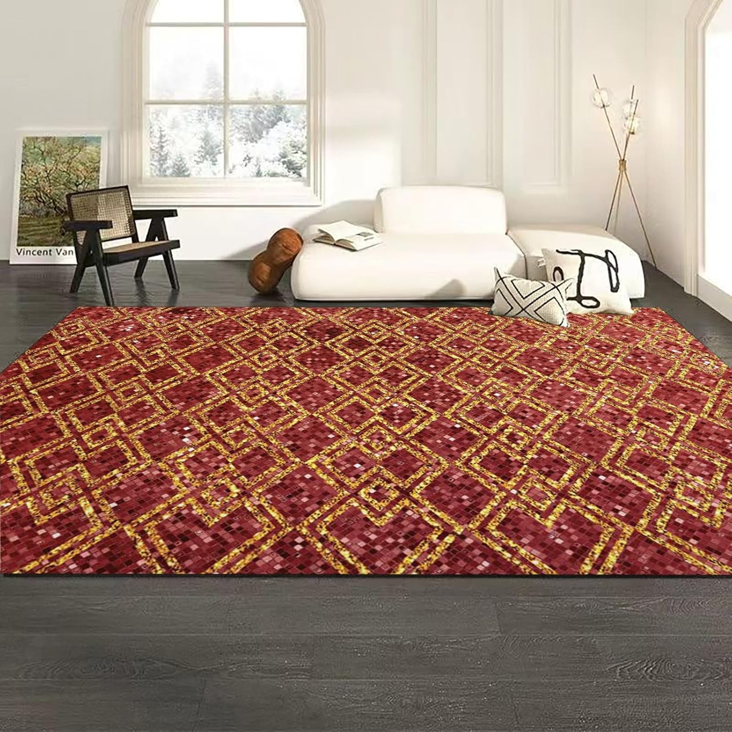 Abstract Geometric Area Rugs Washable Ultra Soft Non Slip Rug, Foldable ...