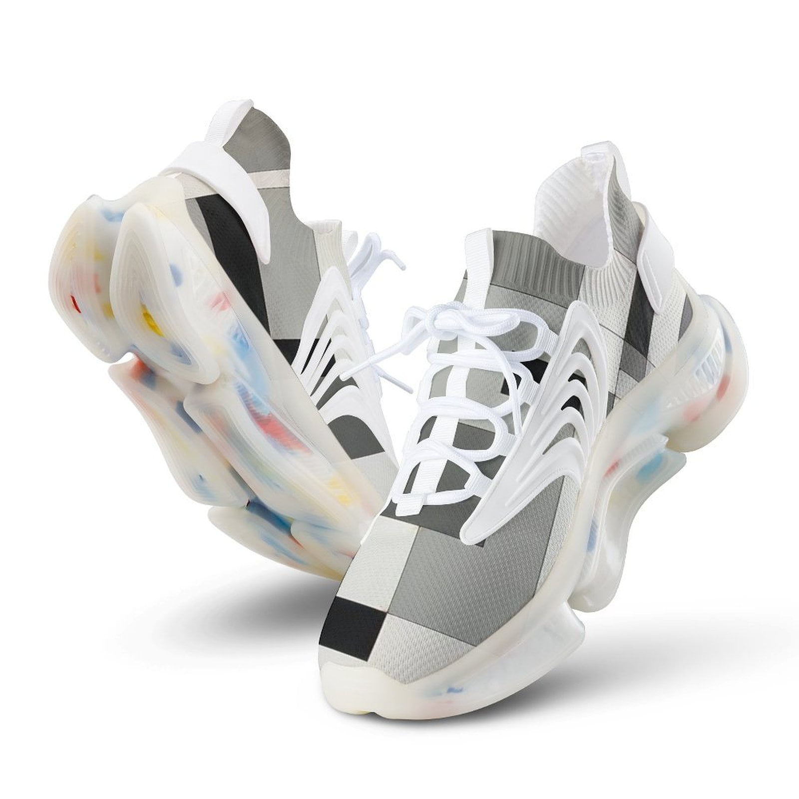 Abstract Geometric Art Beige Black Grey Walking Shoes for Men Woman ...