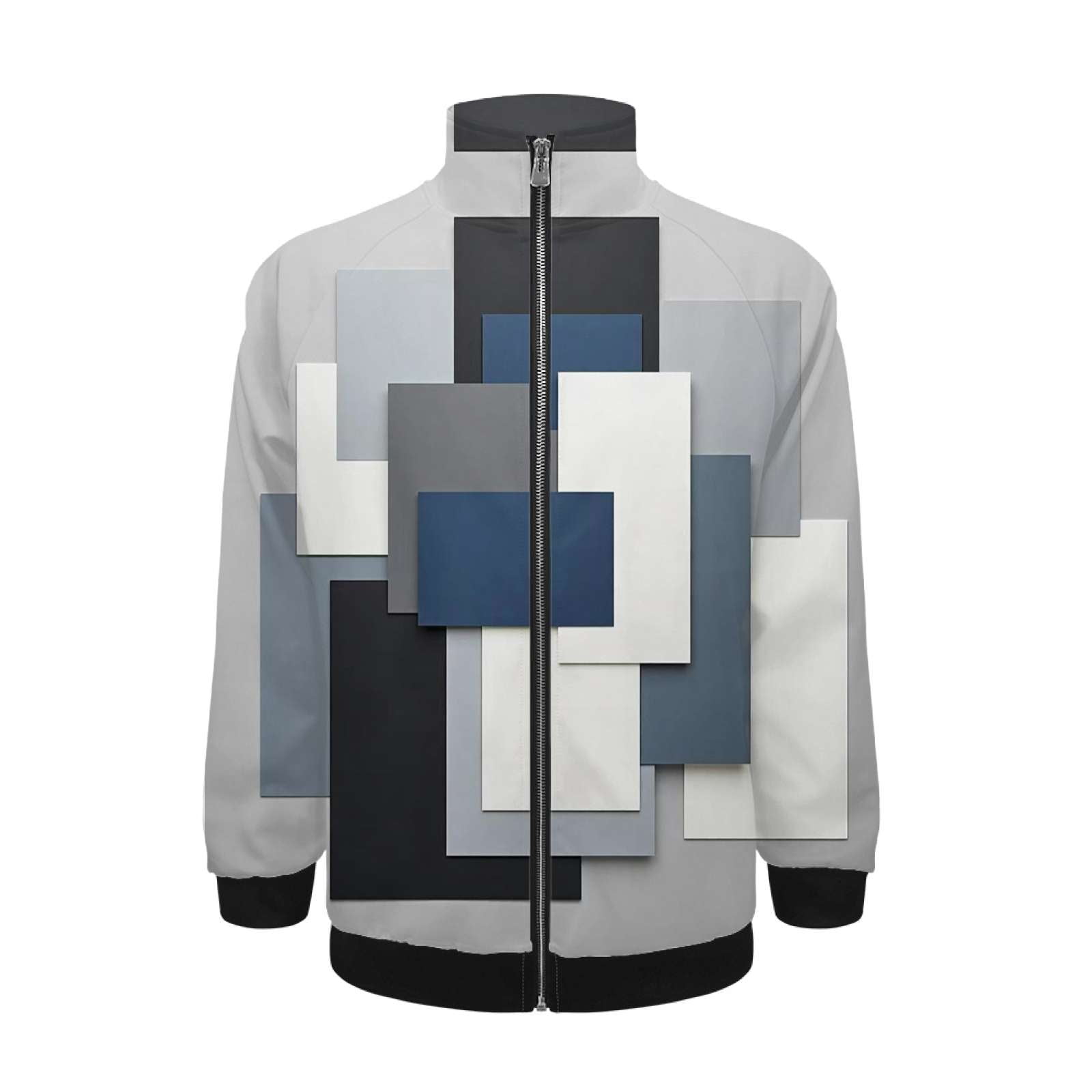 Abstract Geometric Art Blue Black Grey Jacket Men's Street Cool Long Sleeves Coat Personality ...