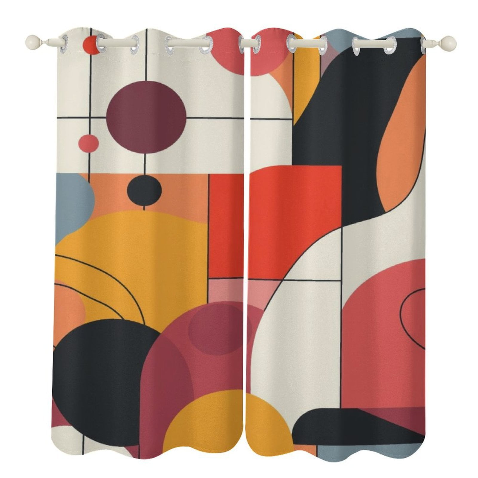 Abstract Geometric Art Curtains Outdoor Decor Curtain Panels With ...