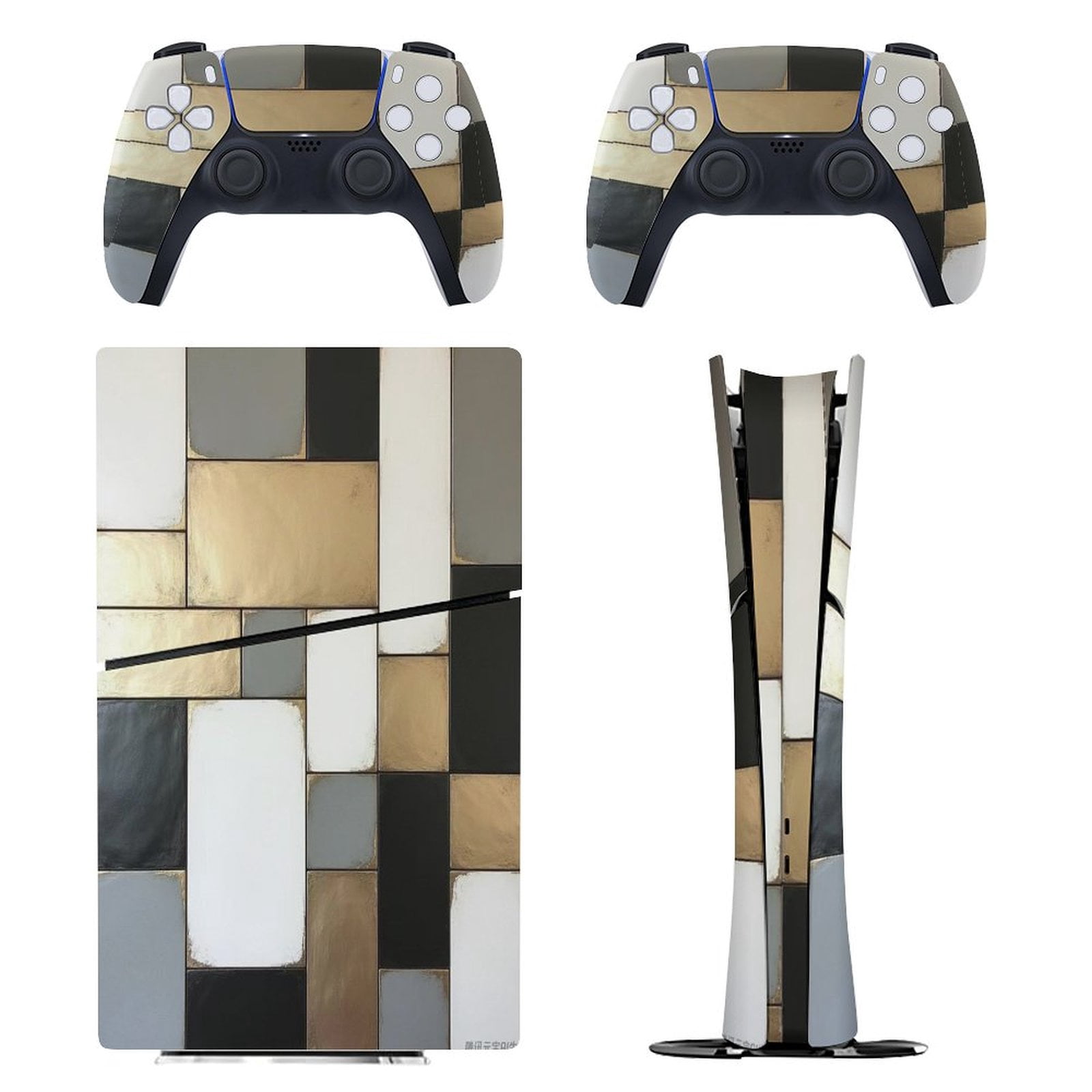 Abstract Geometric Art, Gray Black Gold PS5/PS5 Slim Digital Disc Skin ...