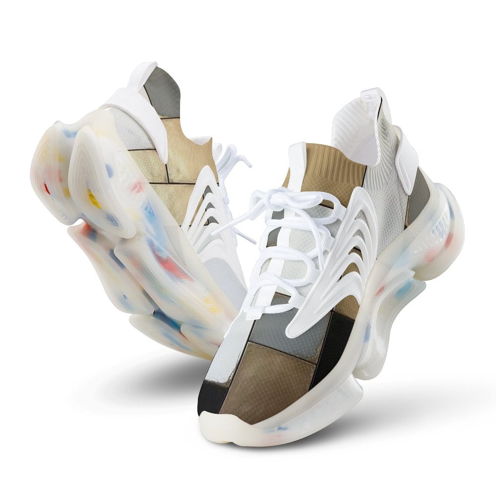 Abstract Geometric Art, Gray Black Gold Walking Shoes for Men Woman ...