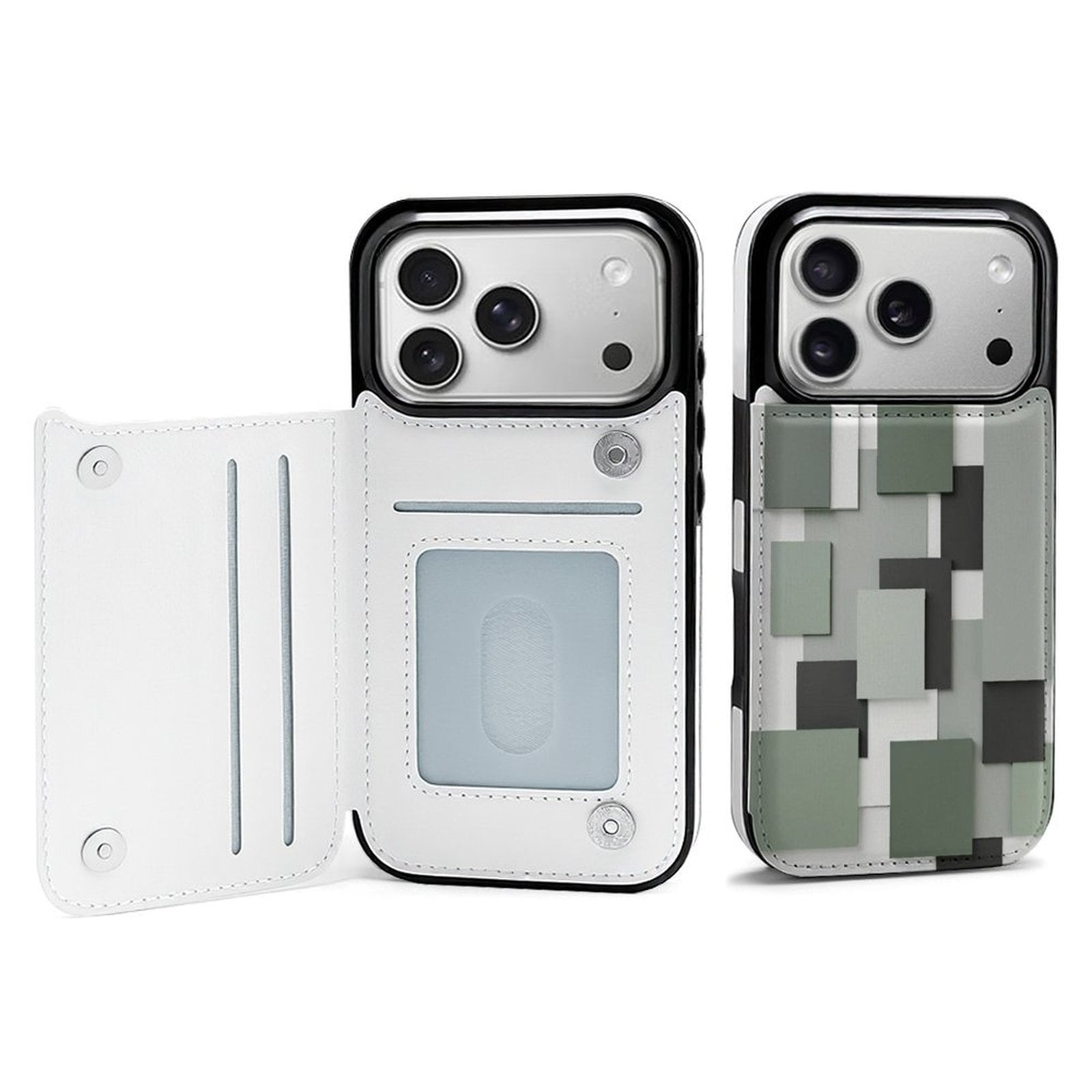 Abstract Geometric Art Green Black Grey Leather Wallet Case for iPhone ...