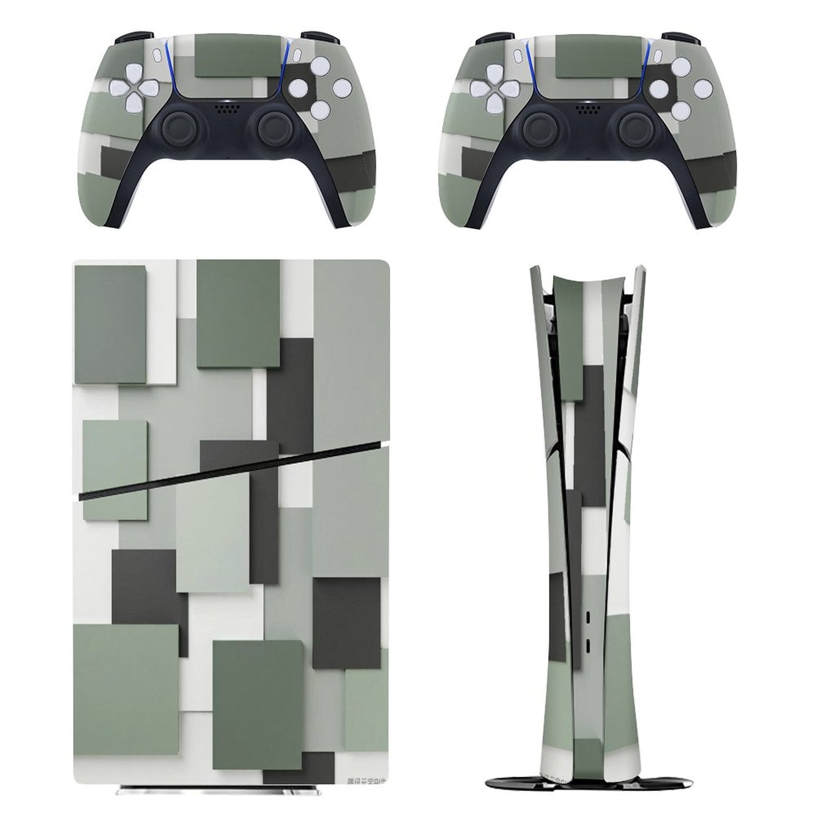 Abstract Geometric Art Green Black Grey PS5/PS5 Slim Digital Disc Skin ...