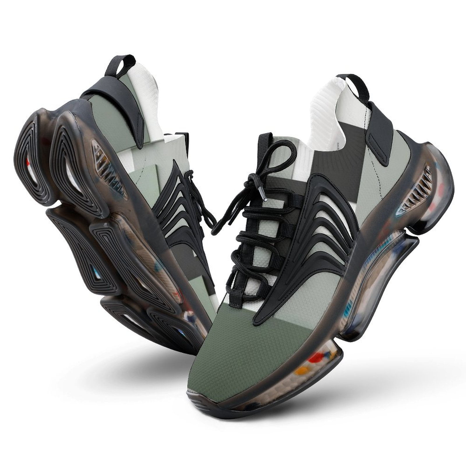 Abstract Geometric Art Green Black Grey Walking Shoes for Men Woman ...