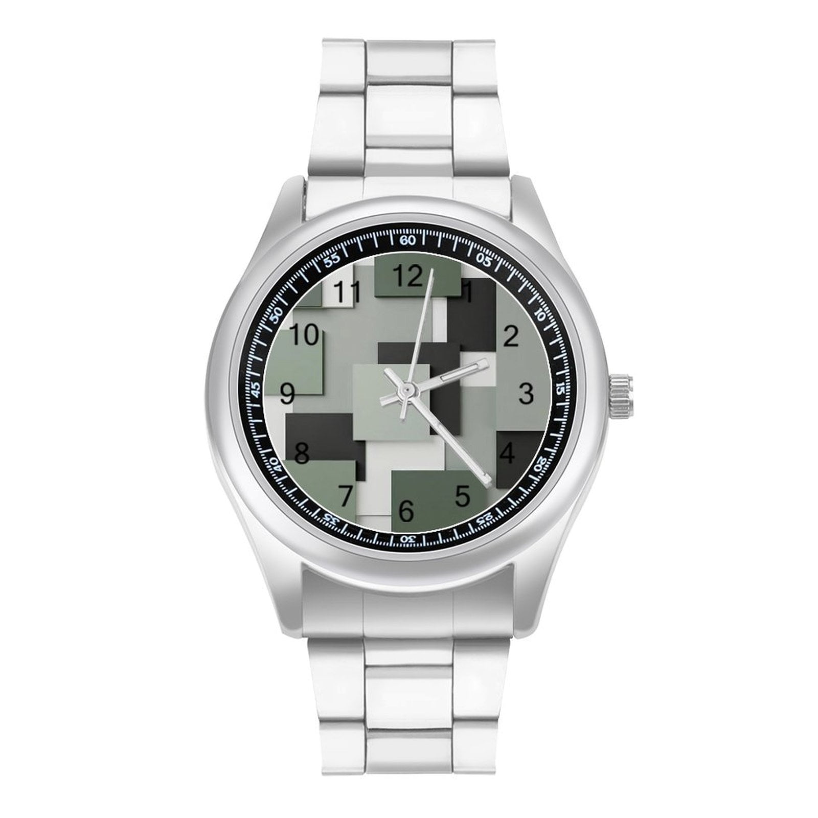 Abstract Geometric Art Green Black Grey Wrist Watches for Men Metal ...