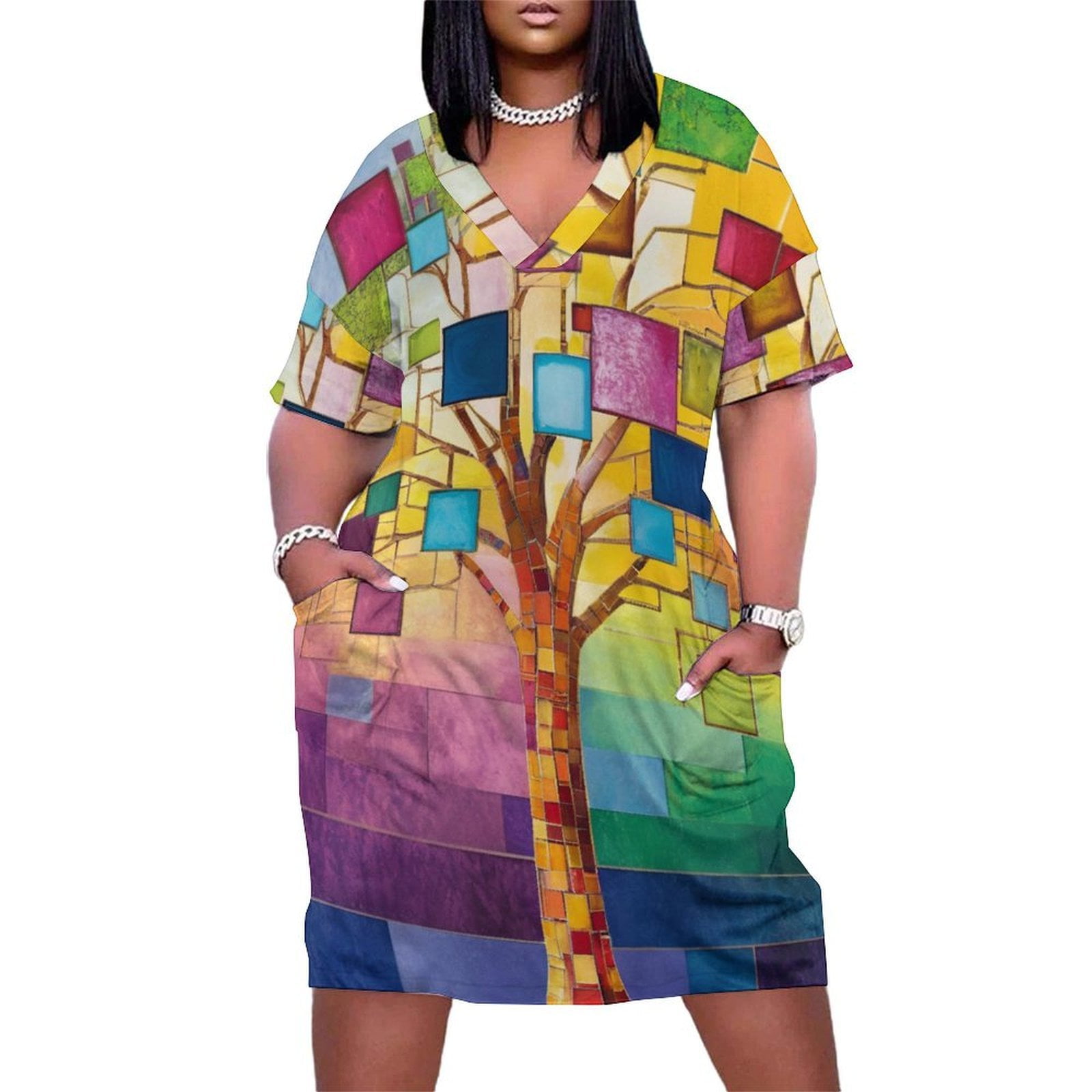 Abstract Geometric Art Loose Pocket Dress Dresses Summer Summer Dresses ...