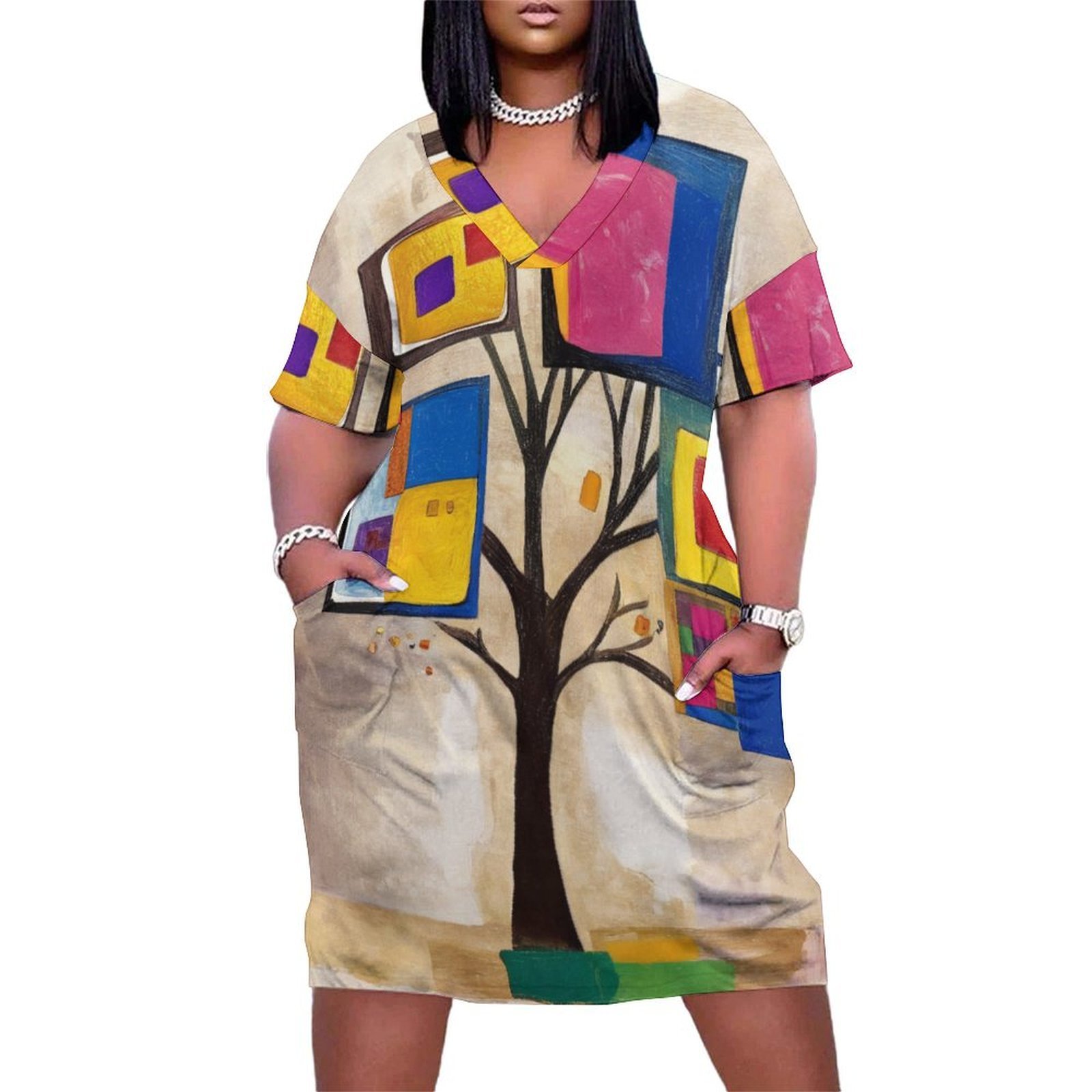 Abstract Geometric Art Loose Pocket Dress Dresses Summer Summer Dresses ...