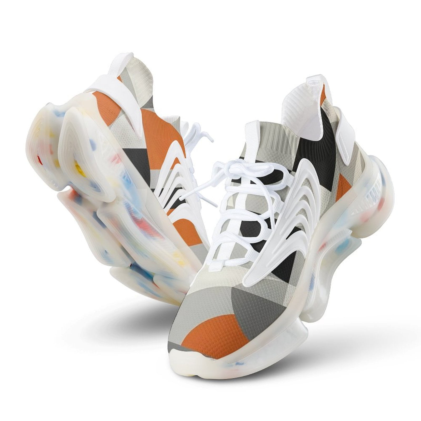 Abstract Geometric Art, Oragen Black Grey Walking Shoes for Men Woman ...