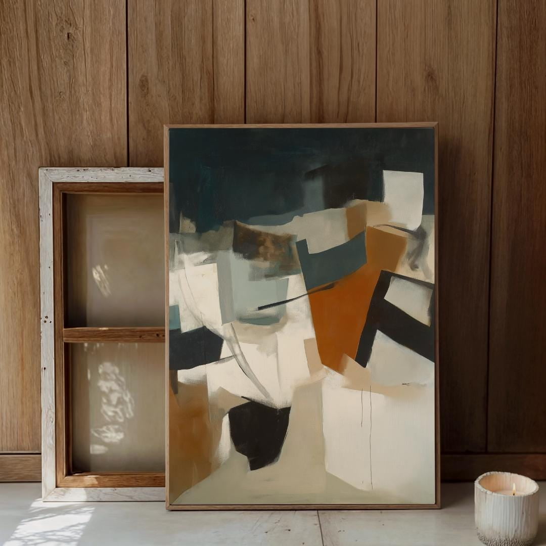 Abstract Geometric Art Print, Mid-Century Modern Wall Decor, Minimalist ...