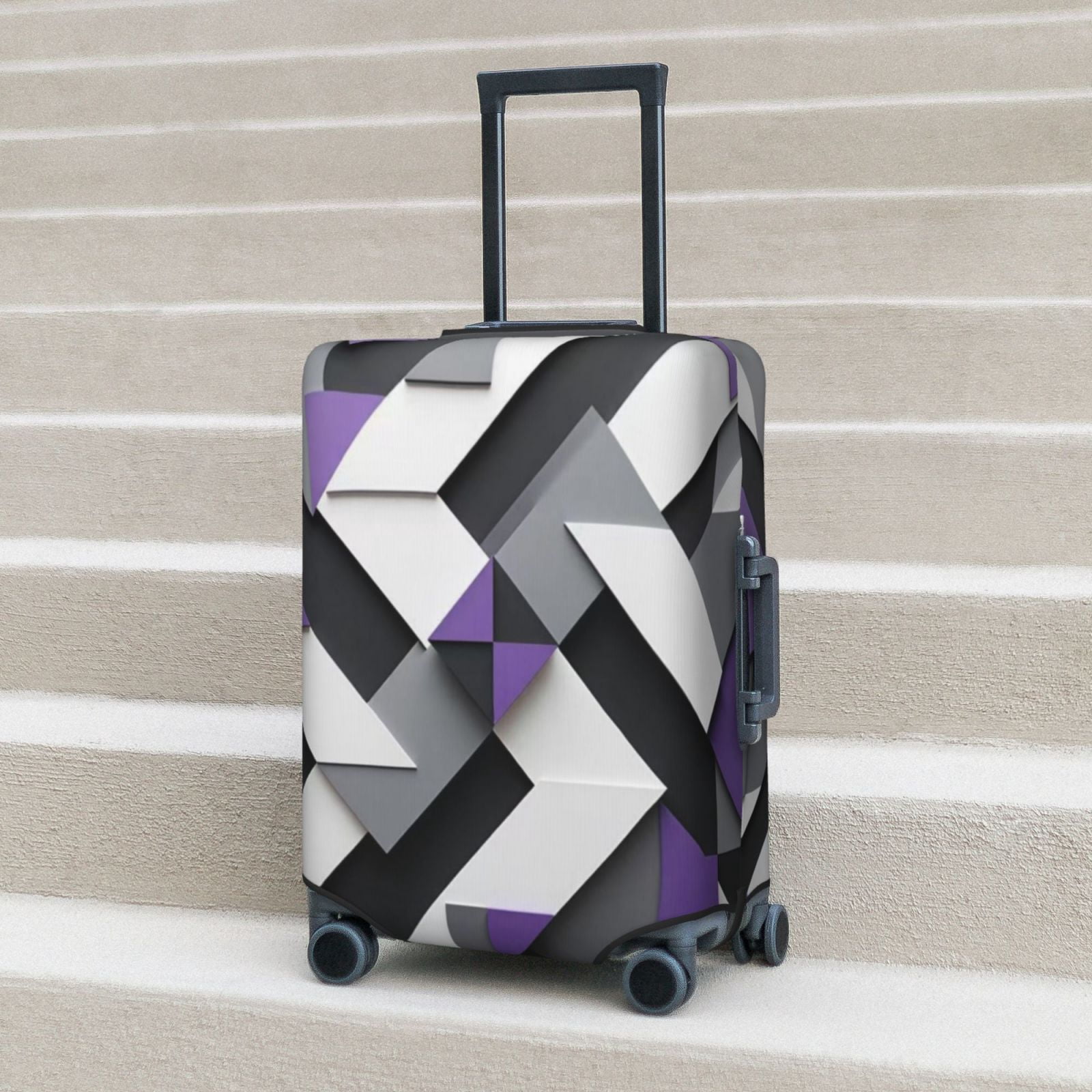 Abstract Geometric Art Purple Black Grey Luggage Covers Suitcase Cover ...