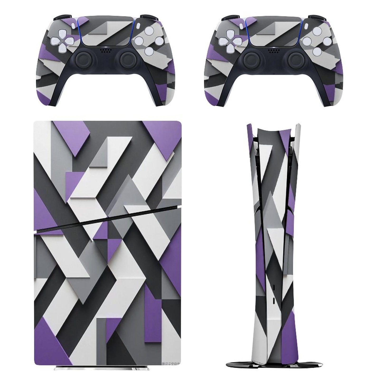 Abstract Geometric Art Purple Black Grey PS5/PS5 Slim Digital Disc Skin ...
