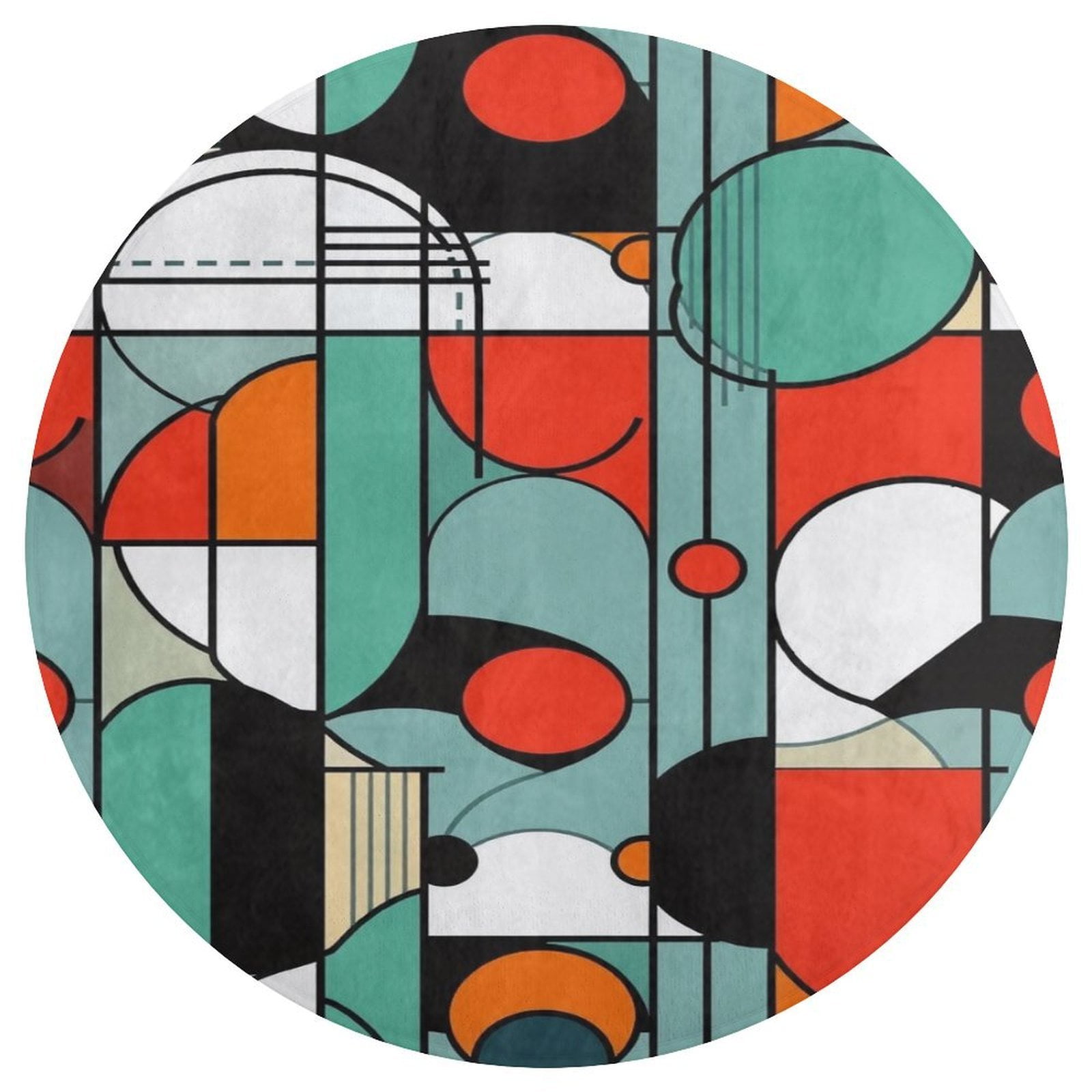 Abstract Geometric Art Round Carpets Living Room Sofa Coffee Table Rug ...