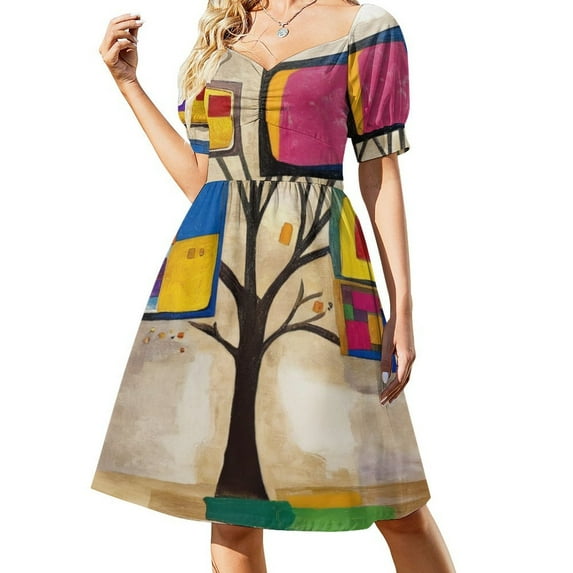 Abstract Geometric Art Short Sleeve Dress Clothes Women's Summer Dress ...