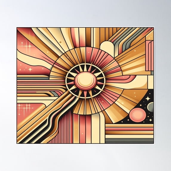 Abstract Geometric Art - Sunburst Pattern With Warm Tones Poster Wall ...
