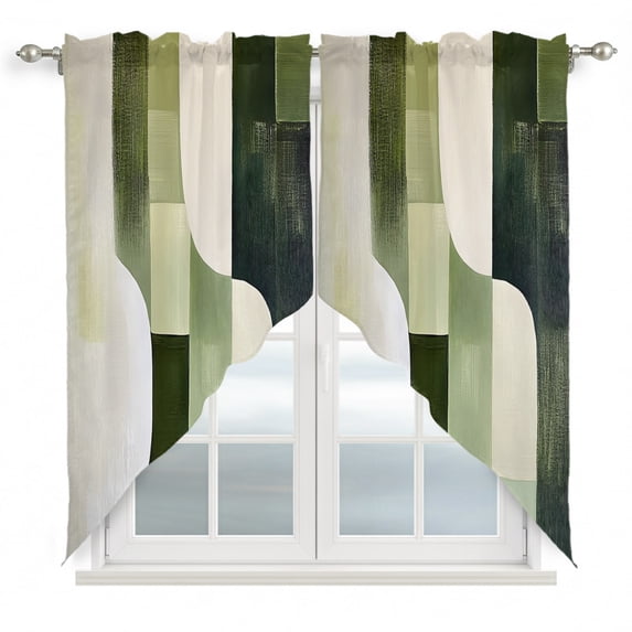 Abstract Geometric Art Swag Curtain Valance for Window 2 Panels ...
