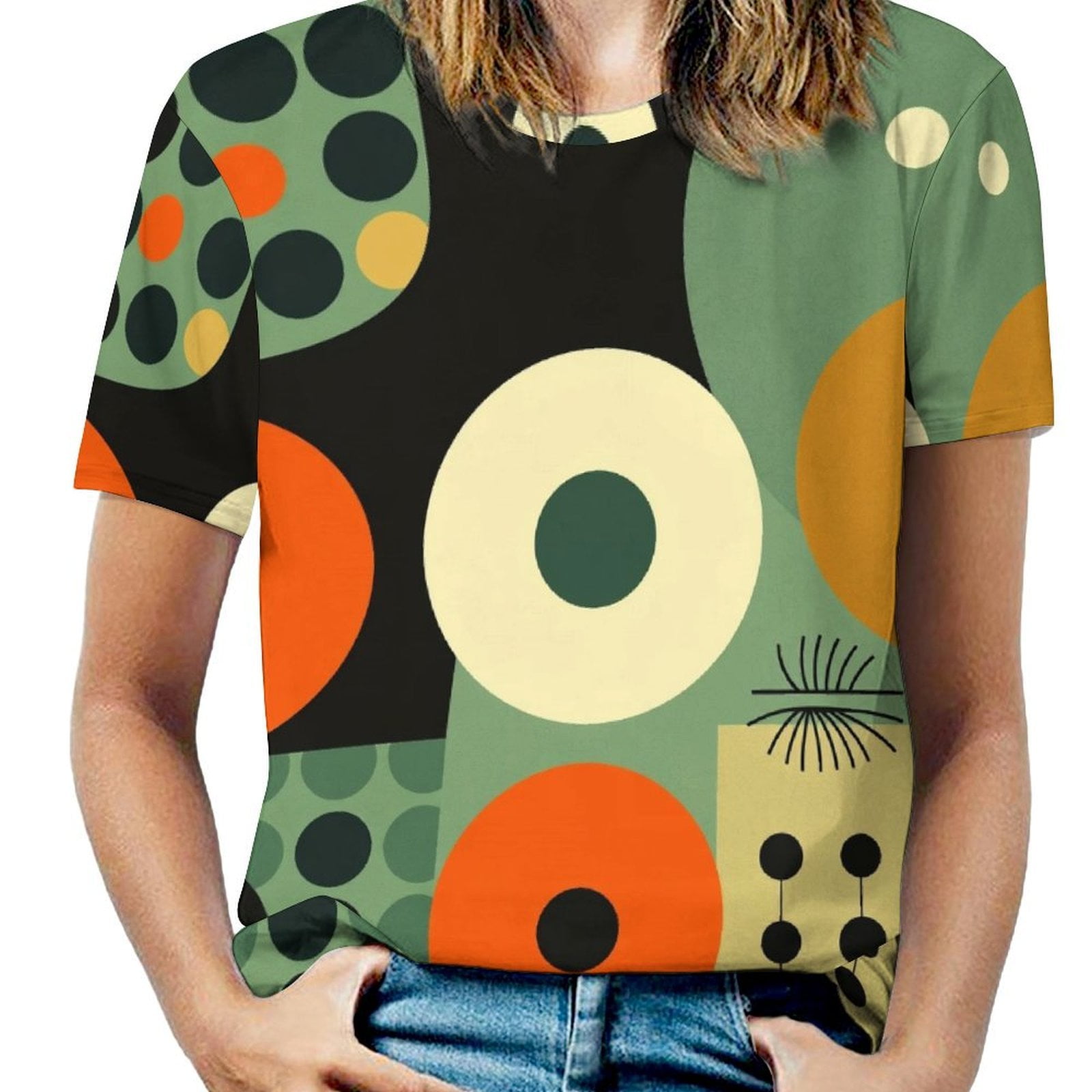 Abstract Geometric Art T Shirt O Neck Overd T Shirts Short Sleeve ...
