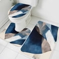 Abstract Geometric Bathroom Rugs Set Blue Gold White Dynamic Texture ...