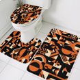 Abstract Geometric Bathroom Rugs Set Orange Bold Shapes Graphic Modern ...