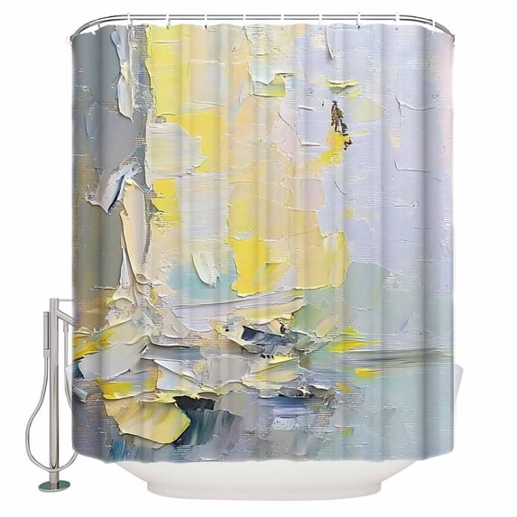 Abstract Geometric Bathroom Shower Curtains with 12 Hooks Polyester ...