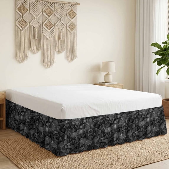 Abstract Geometric Bed Skirt California King Size 16 Inch Drop, Dark ...