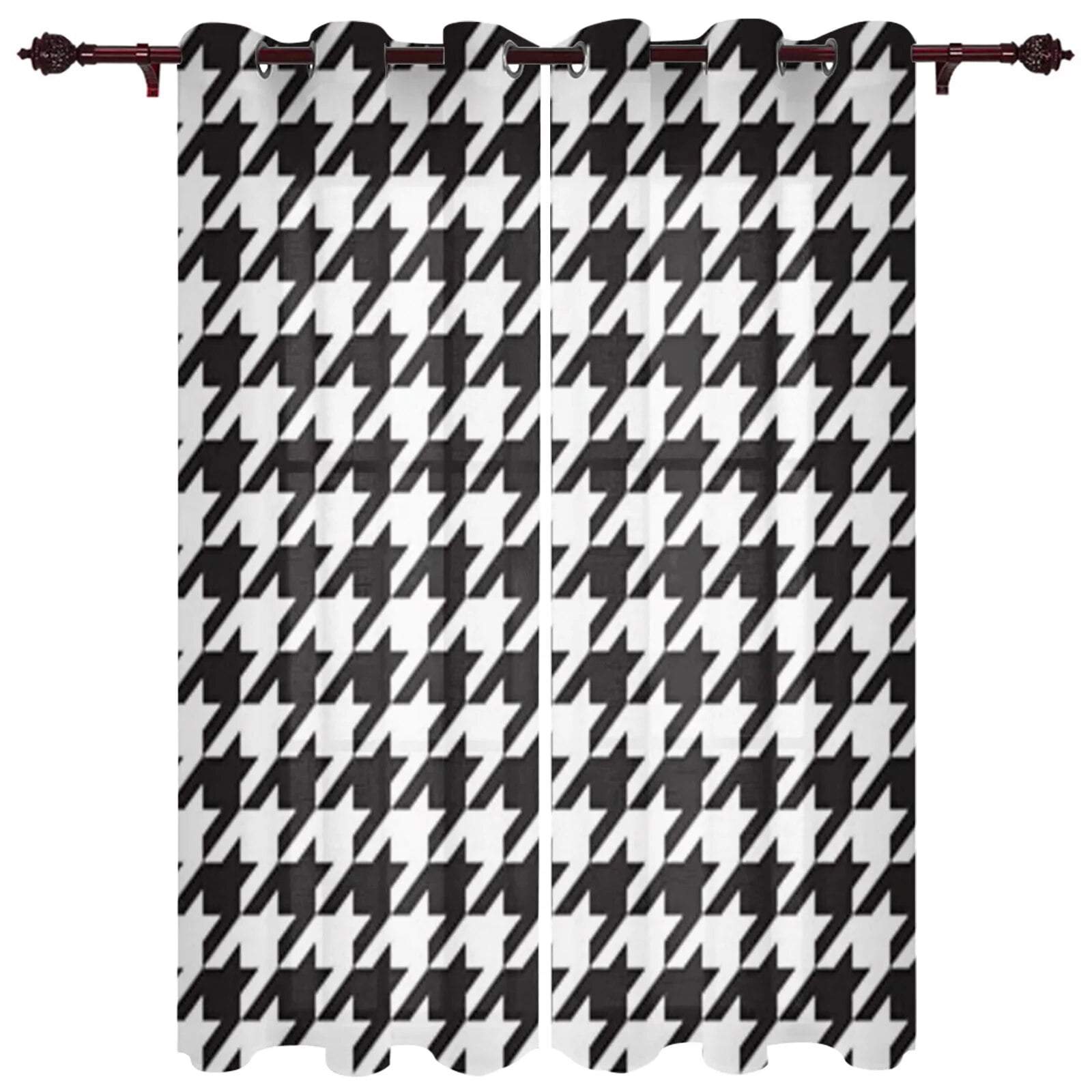 Abstract Geometric Black And White Window Curtain For Kids Room Home ...