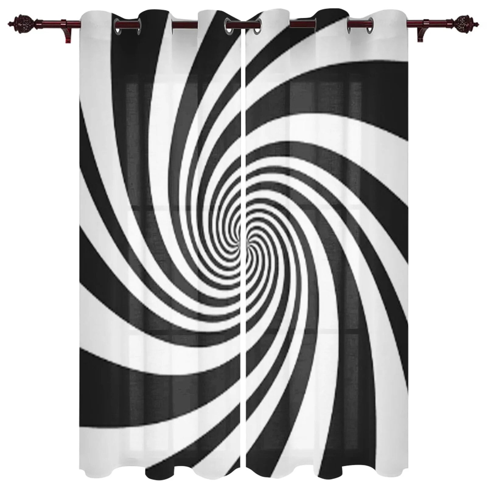 Abstract Geometric Black And White Window Curtain For Kids Room Home ...