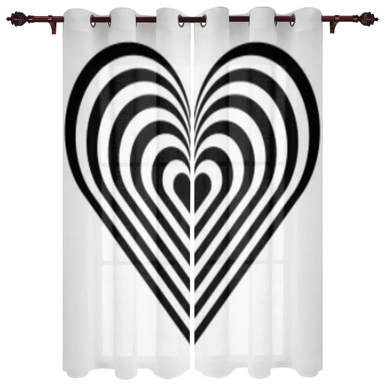 Abstract Geometric Black And White Window Curtain For Kids Room Home ...