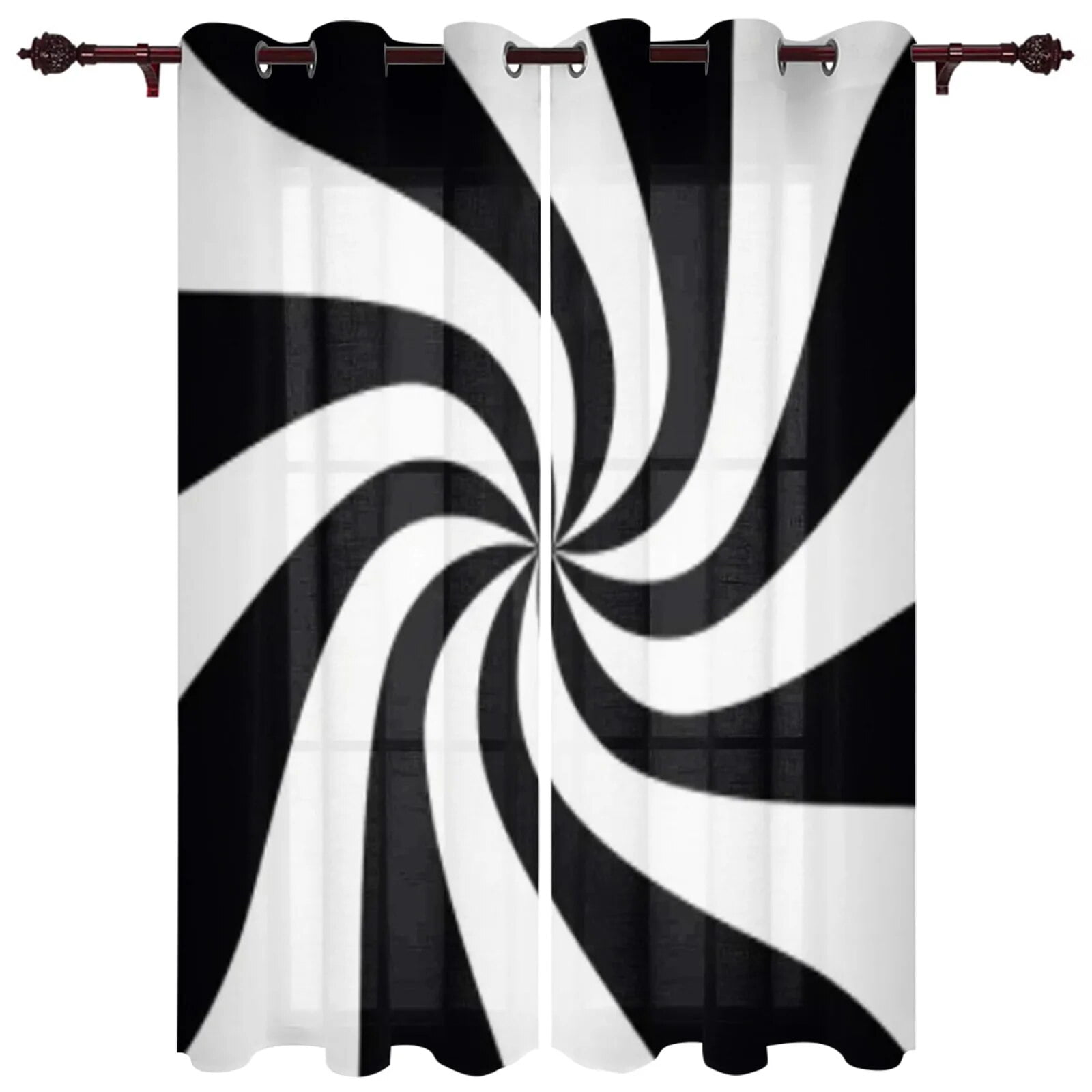 Abstract Geometric Black And White Window Curtain For Kids Room Home ...