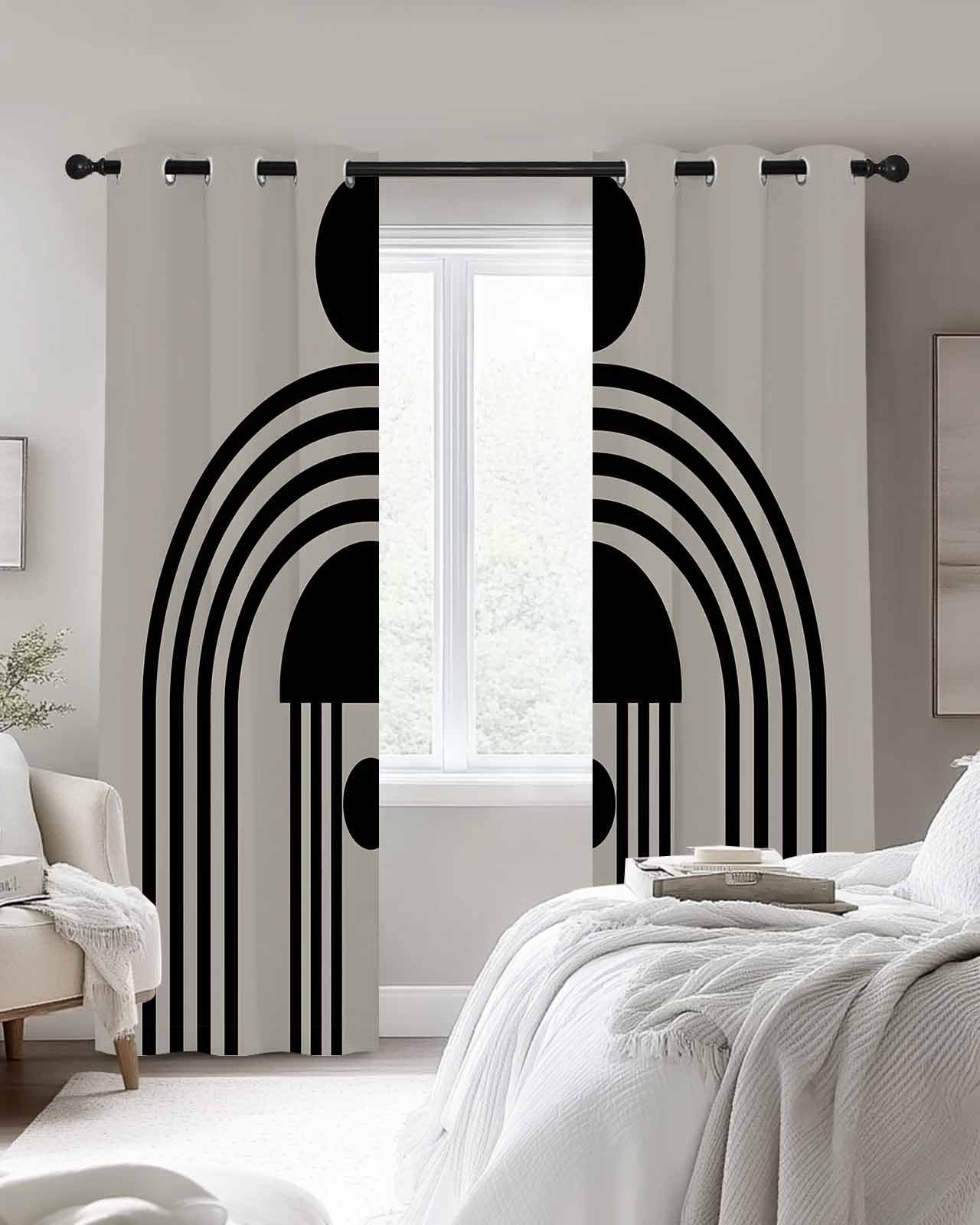 Abstract Geometric Blackout Curtains 2 Panels, Mid Century Minimalist ...