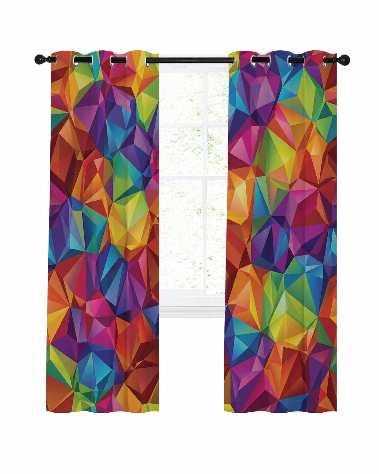 Abstract Geometric Blackout Curtains 45 Inch Length Vintage Color ...