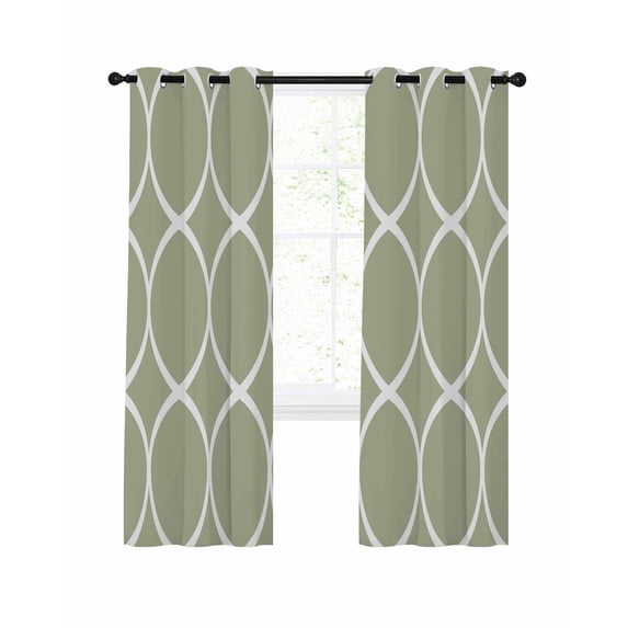 Abstract Geometric Blackout Curtains 63 Inch Length White Twisted Lines ...
