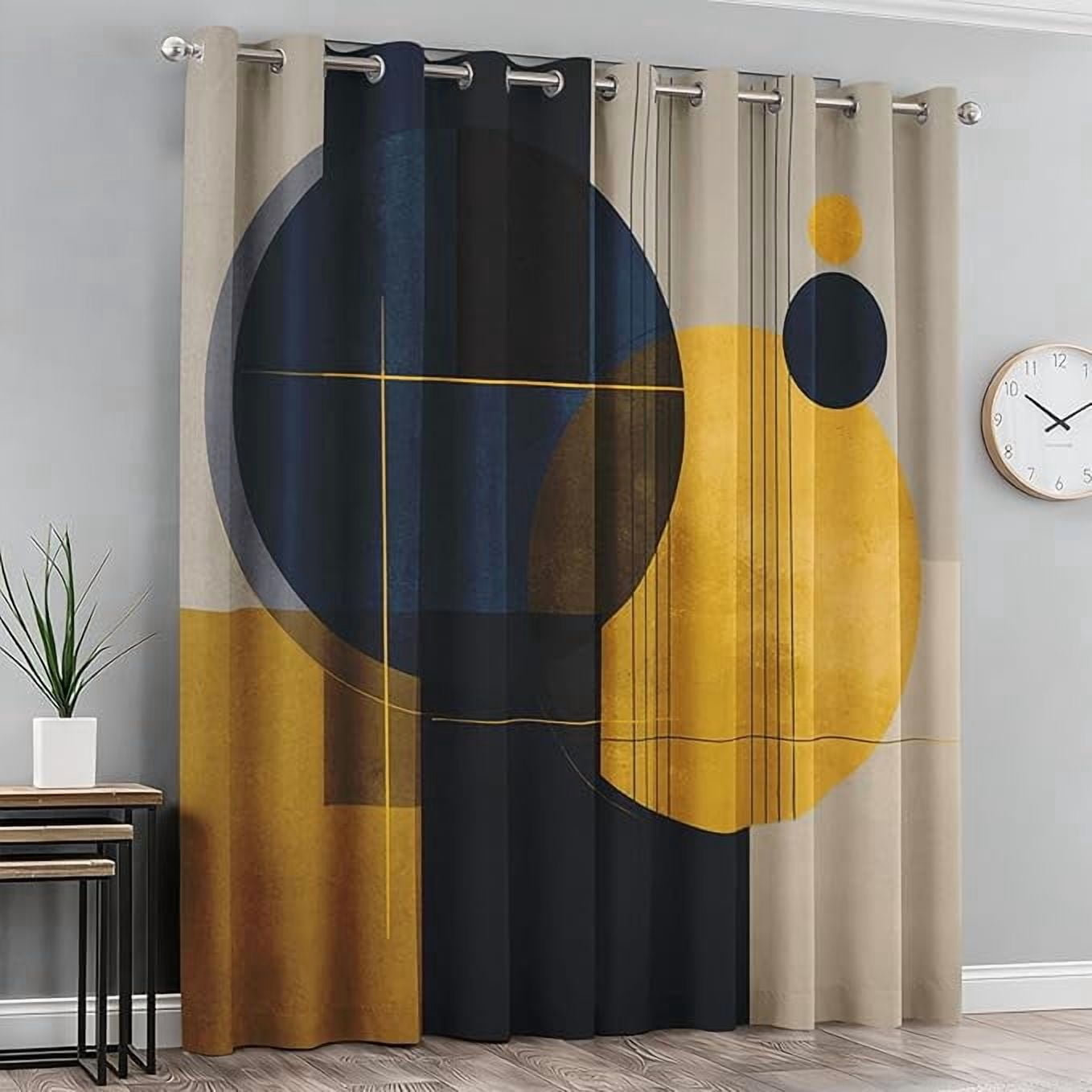 Abstract Geometric Blackout Curtains, Mid Century Curtains for Living ...