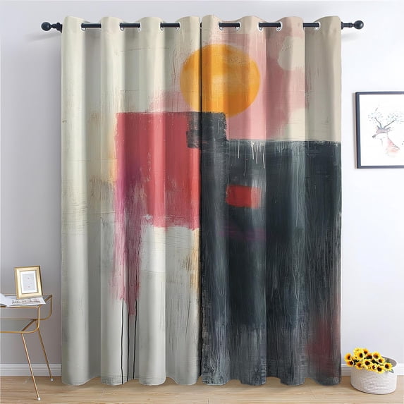 Abstract Geometric Blackout Curtains, Mid Century Modern Art Window ...