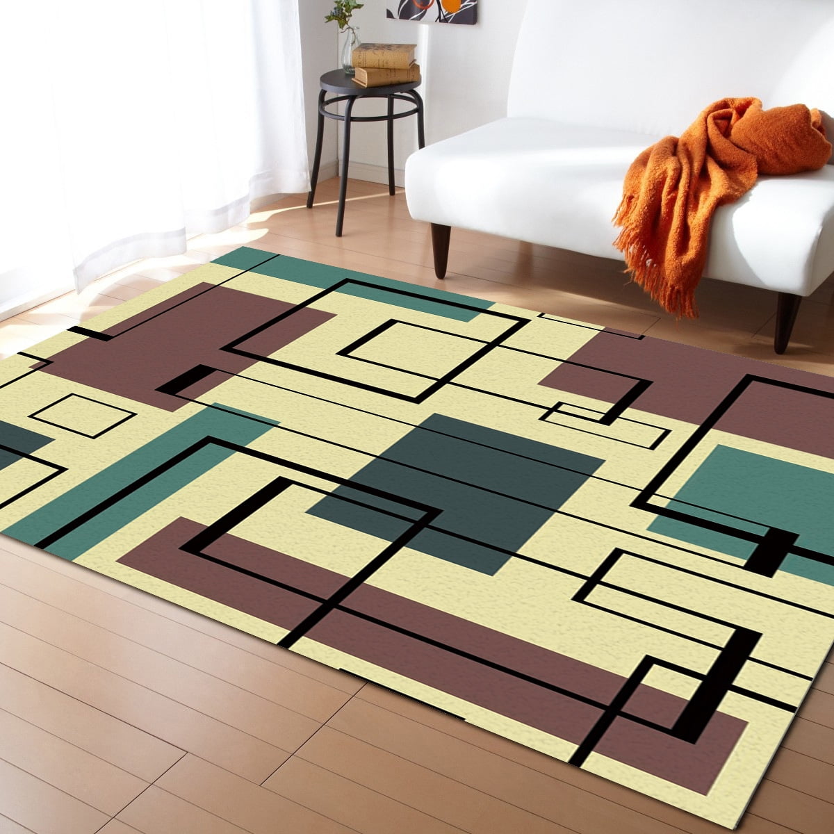 Abstract Geometric Block Color Carpets for Living Room Bedroom ration ...