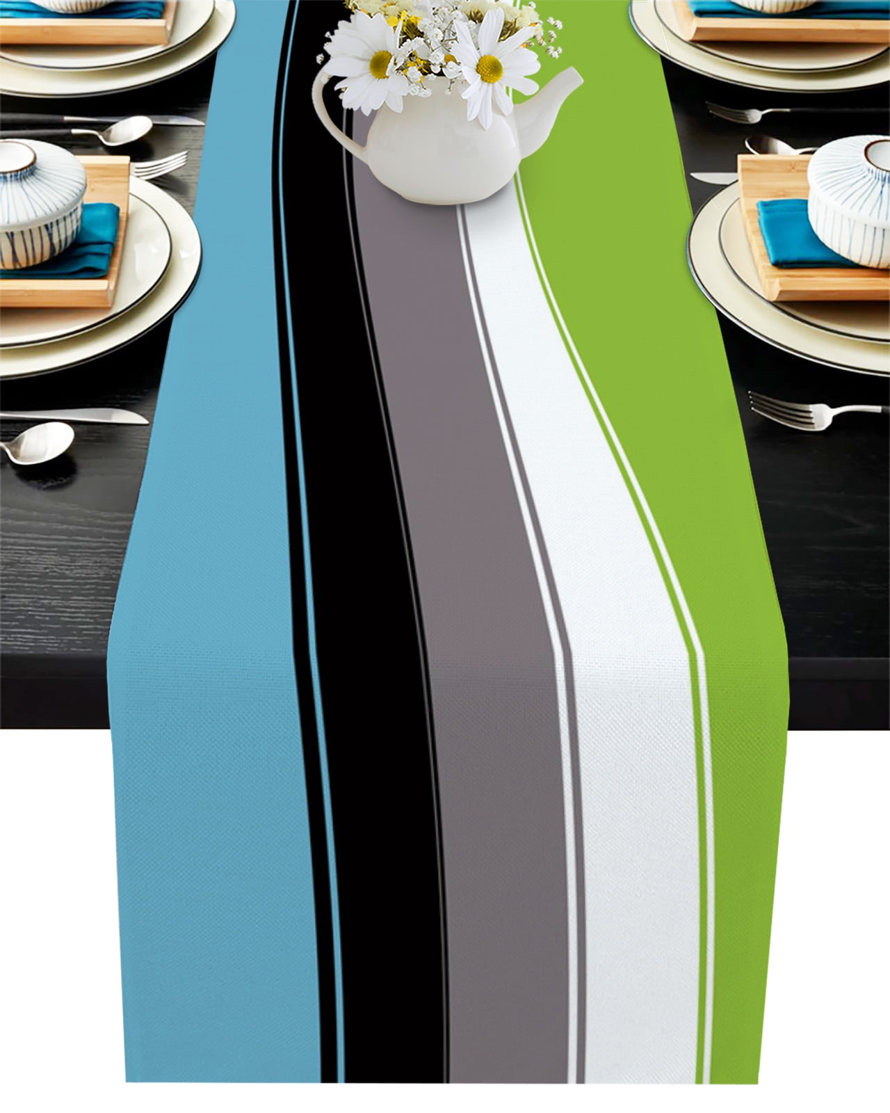 Abstract Geometric Block Color Table Runner Modern Wedding rations ...