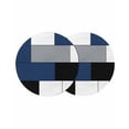 Abstract Geometric Block Pattern Round Table Placemats set of 2, Blue ...