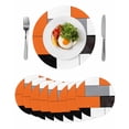 Abstract Geometric Block Pattern Round Table Placemats set of 8, Orange ...