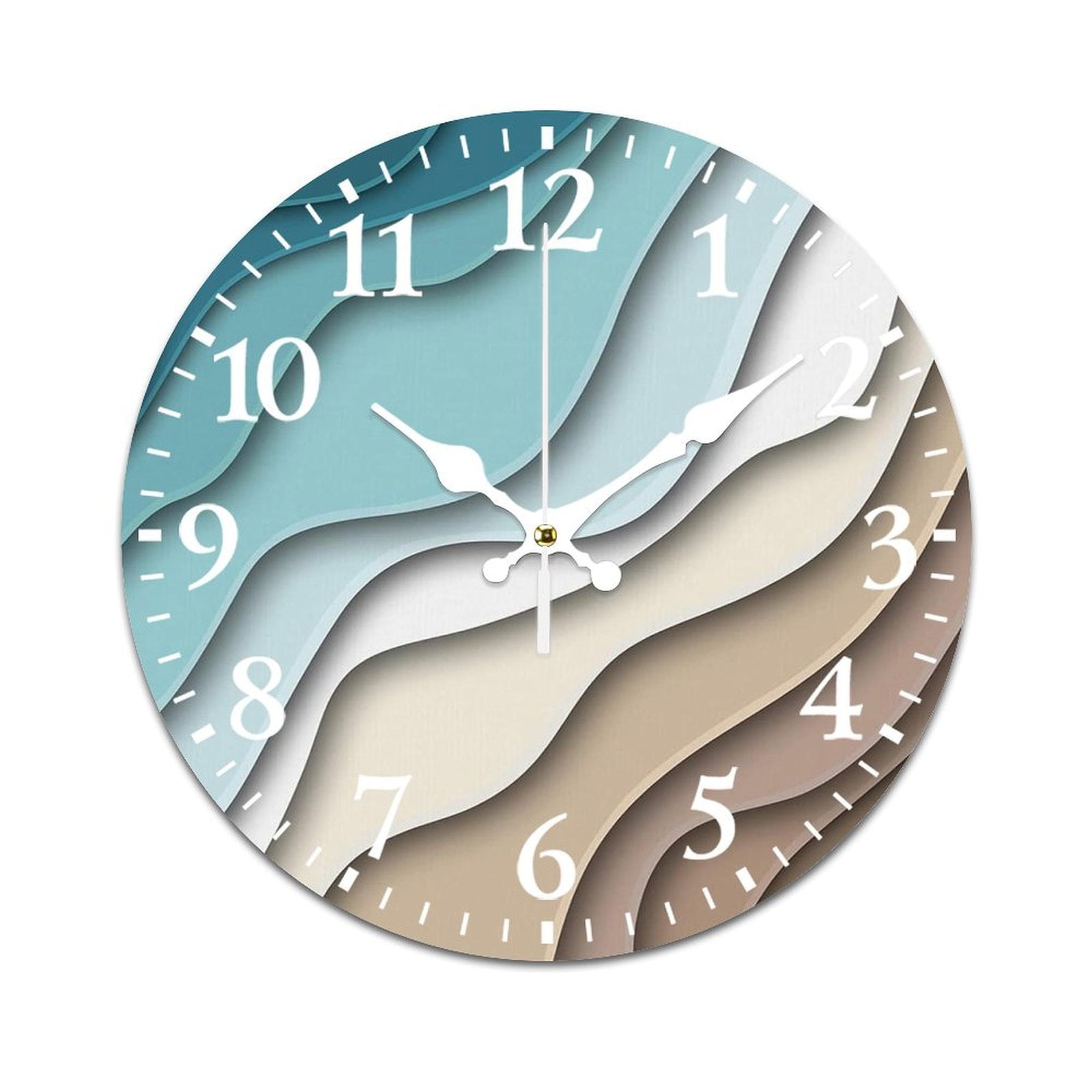 Abstract Geometric Blue Brown Gradient Wall Clock Modern Design Clocks ...