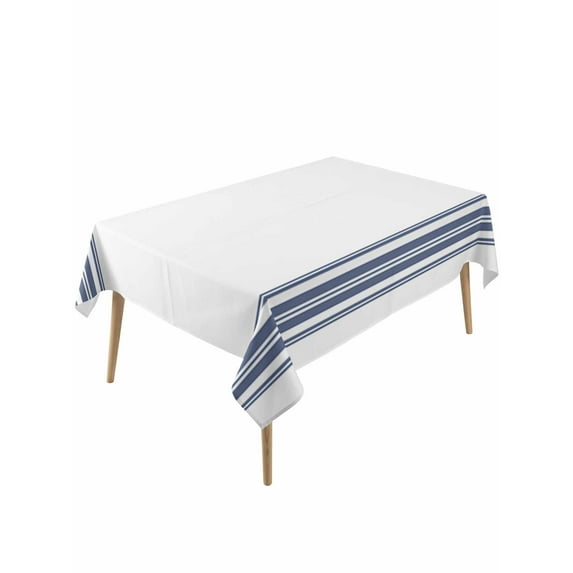 Abstract Geometric Blue Stripe Table Cloth, White Backdrop Waterproof ...