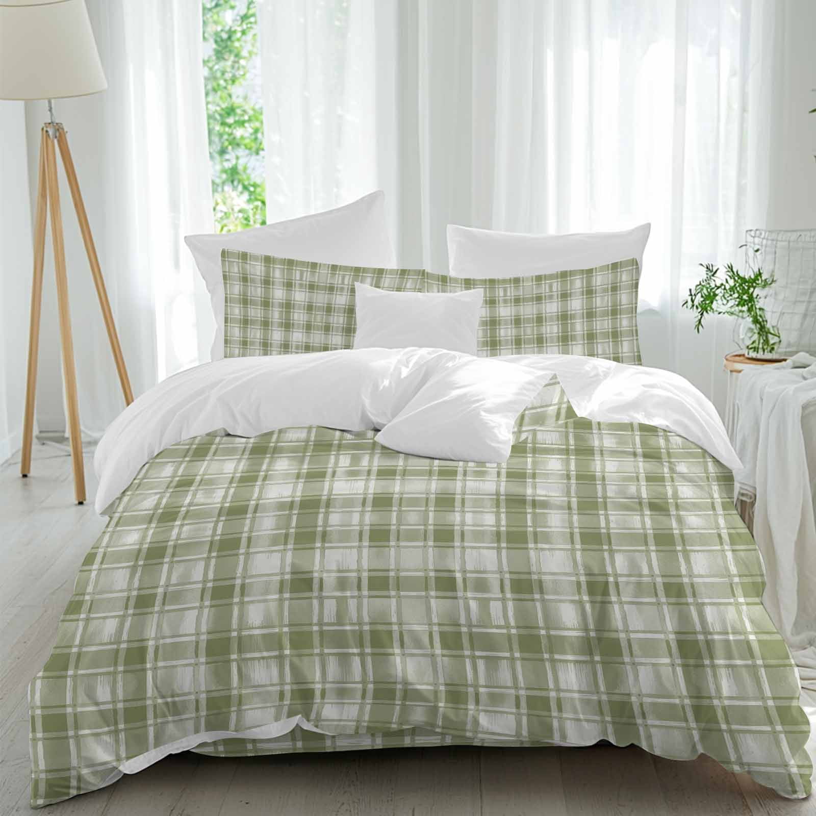 Abstract Geometric Buffalo Plaid Soft Breathable Bedding Set with ...