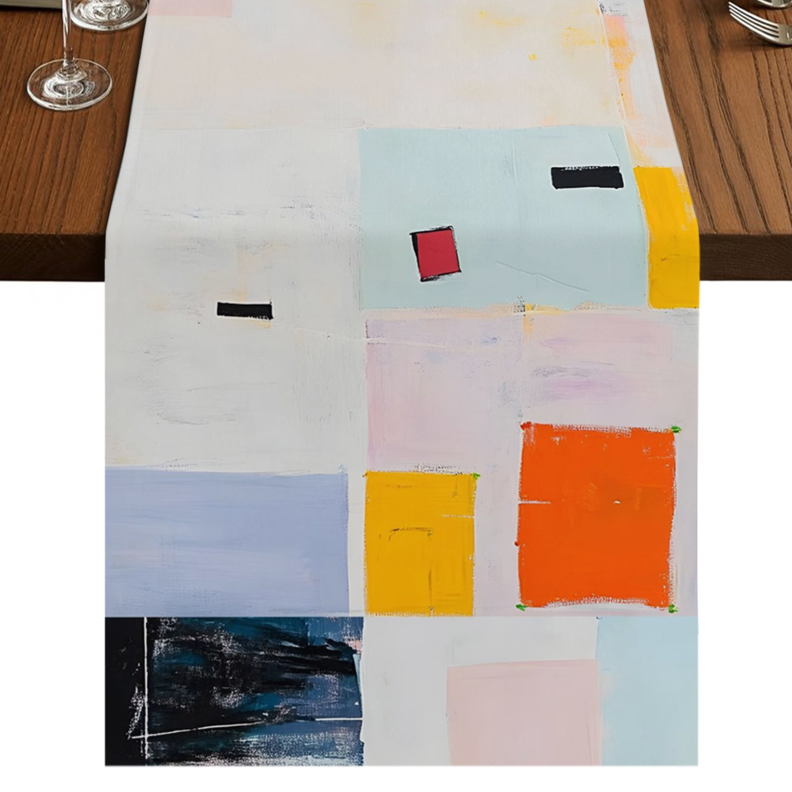 Abstract Geometric Burlap Cotton Table Runner 13x120 Inches Long ...